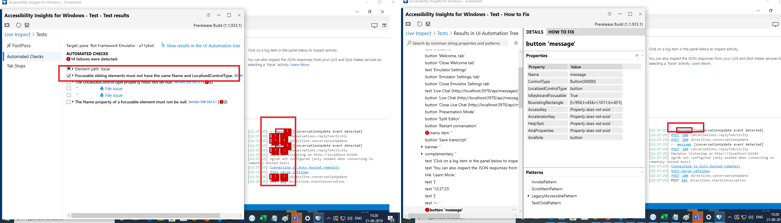 [MAS4.1.2] [Screen Reader-Live Chat] Focusable sibling elements must not have the same Name and ...