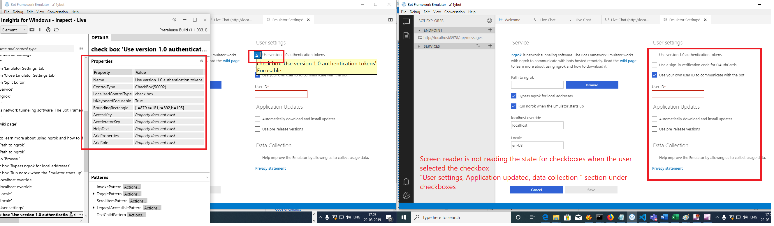 [MAS4.1.2] [Screen reader-Setting] Screen reader is not reading the state for checkboxes when ...