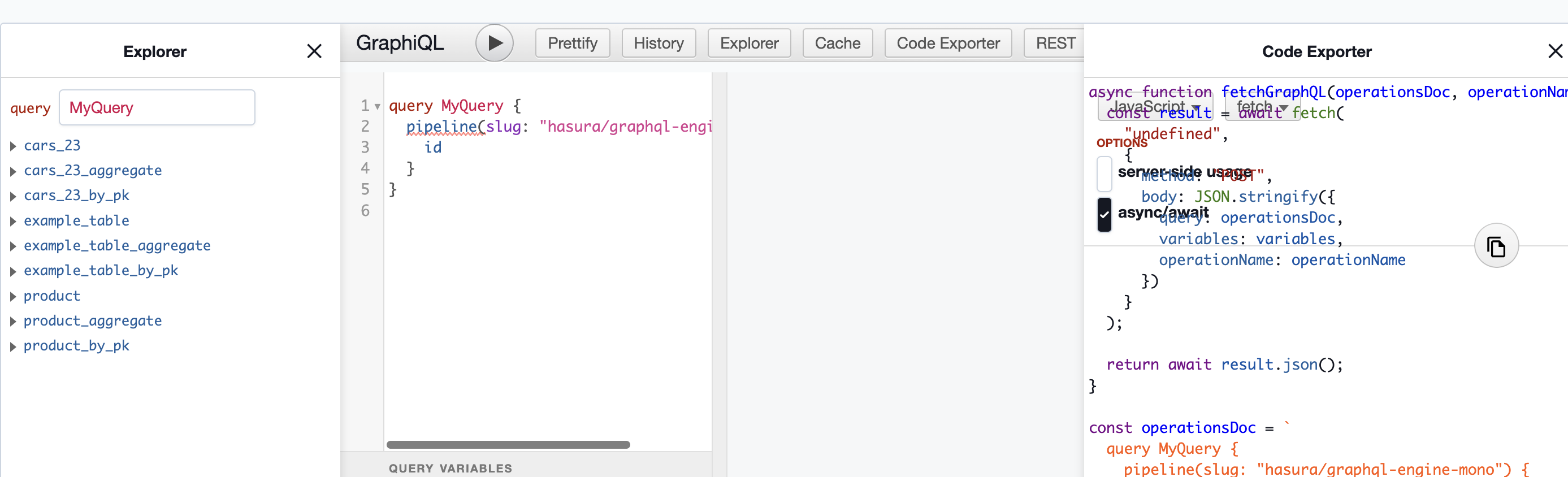 Formatting Issues With Code Exporter In Graphiql Api Explorer · Issue 9169 · Hasura Graphql