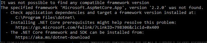 Web Hosting Bundle 2 2 4 It Was Not Possible To Find Any Compatible Framework Version · Issue
