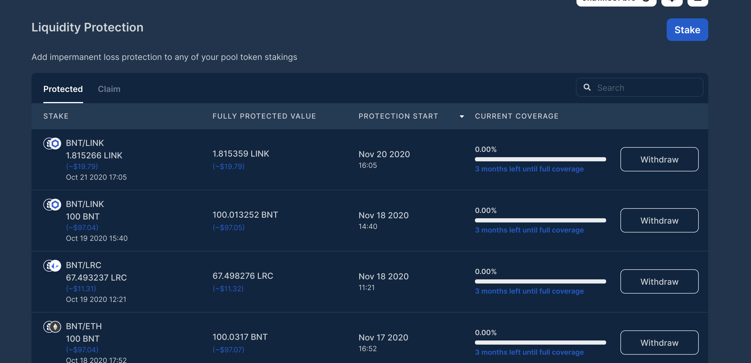 Protection screen full coverage countdown · Issue #388 · bancorprotocol/webapp · GitHub
