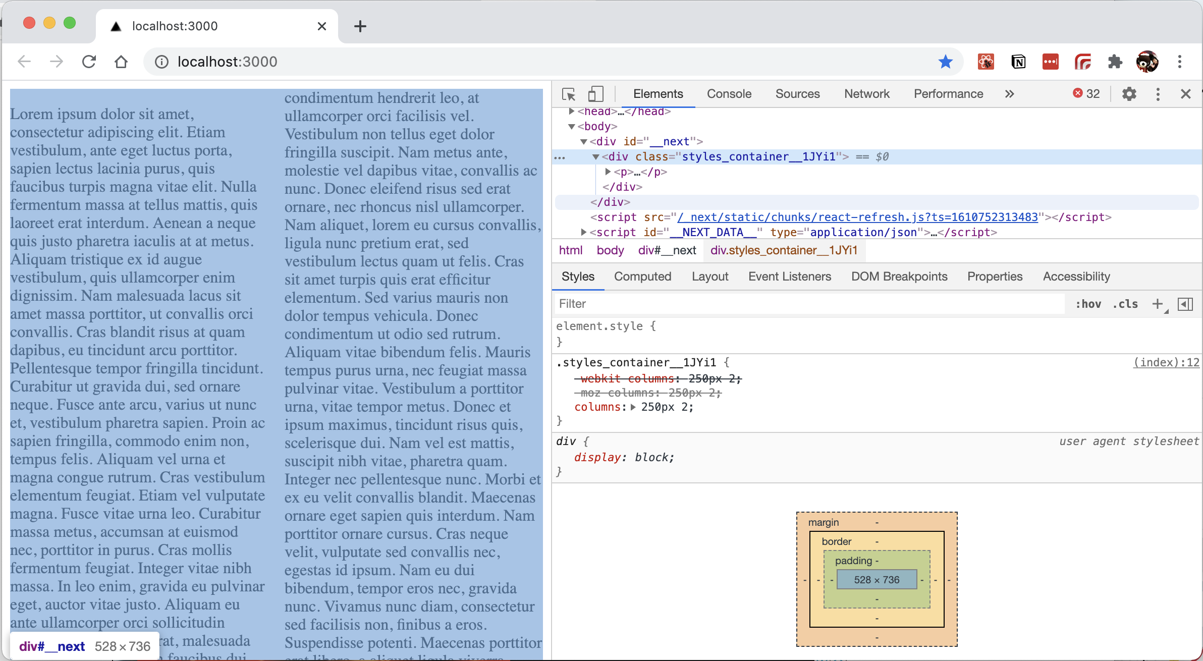 CSS columns shorthand syntax get shrinked on build (but not on dev) · Issue #20910 · vercel/next ...