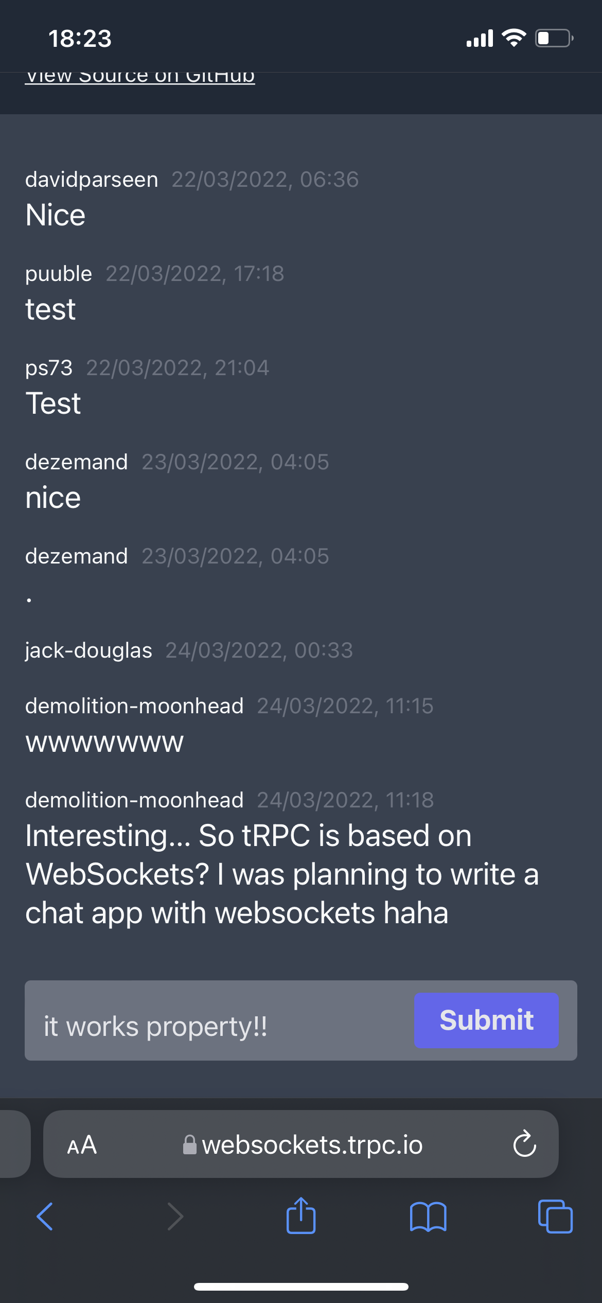 Websockets example layout borked on mobile · Issue #1691 · trpc/trpc · GitHub