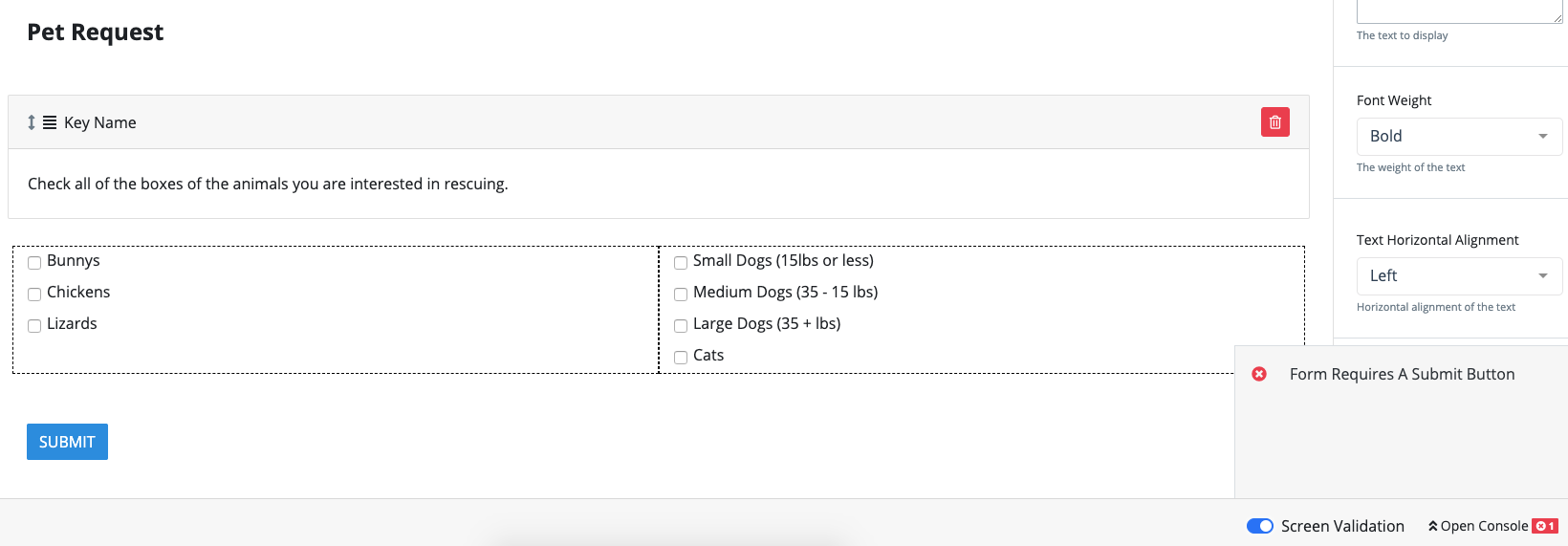 Submit Validation Error · Issue 291 · Processmaker Screen Builder · Github