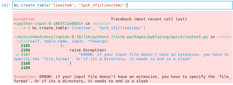 [BUG] Unable to create table from local directory · Issue #1299 · BlazingDB/blazingsql · GitHub