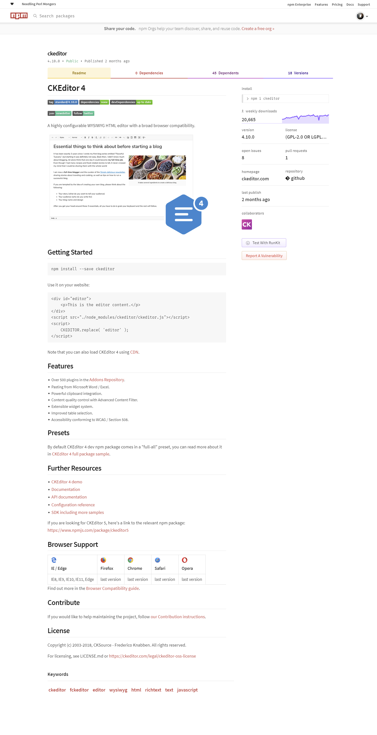 Improve visibility on npm · Issue #1903 · ckeditor/ckeditor4 · GitHub