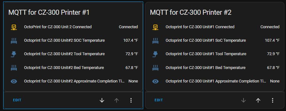 MQTT addon sends status from two printers to entities defined for one ...