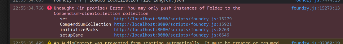 `CompendiumCollection` folder init fails when `CONFIG.Folder.documentClass` is a custom `Folder ...