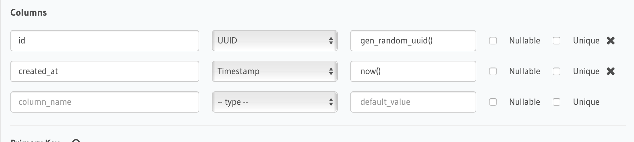 Feature Request: Pre-fill default values for UUID and Timestamp columns ...