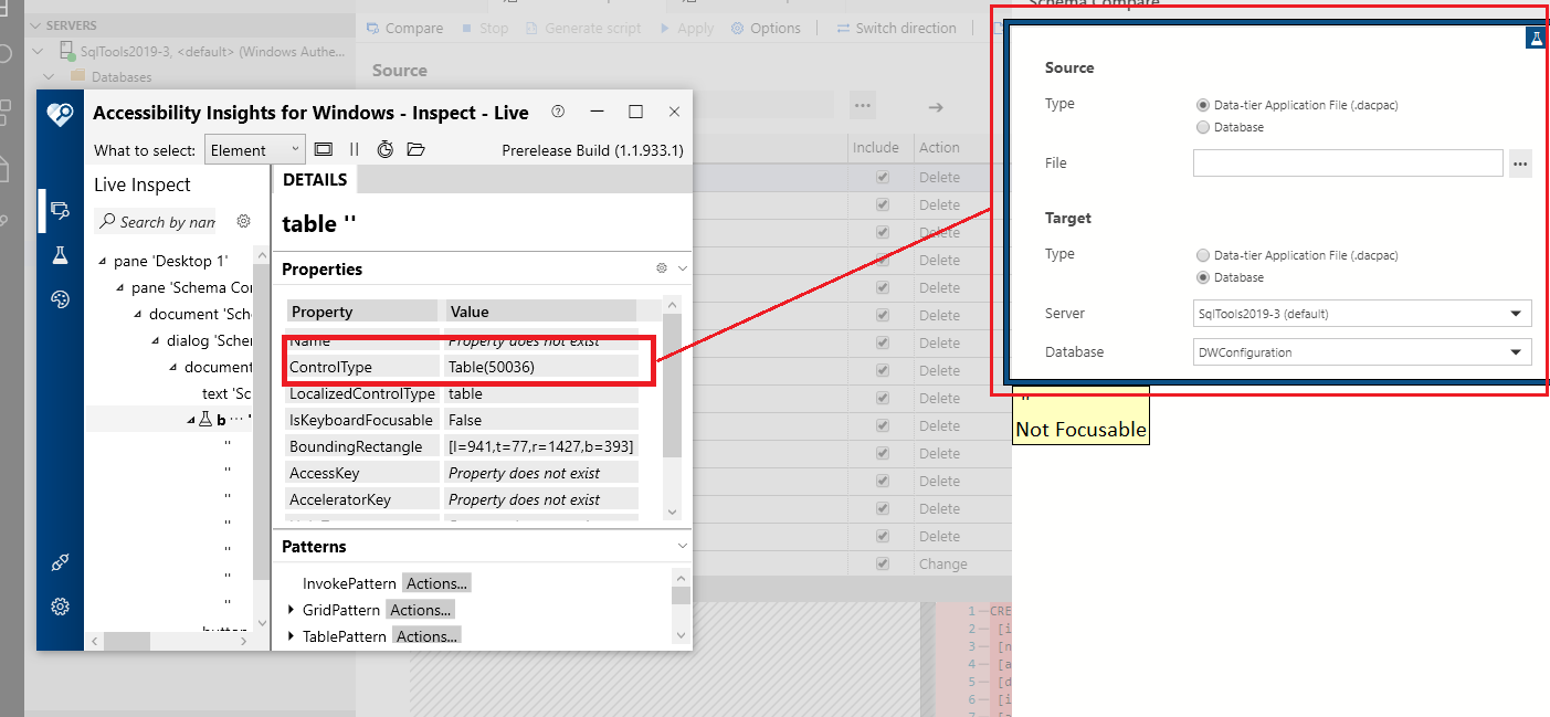 A11y_AzureDataStudio(Schema,Dacpac,Backup)_Select Source-Target_Schema Compare_AI4D: Unnecessary ...