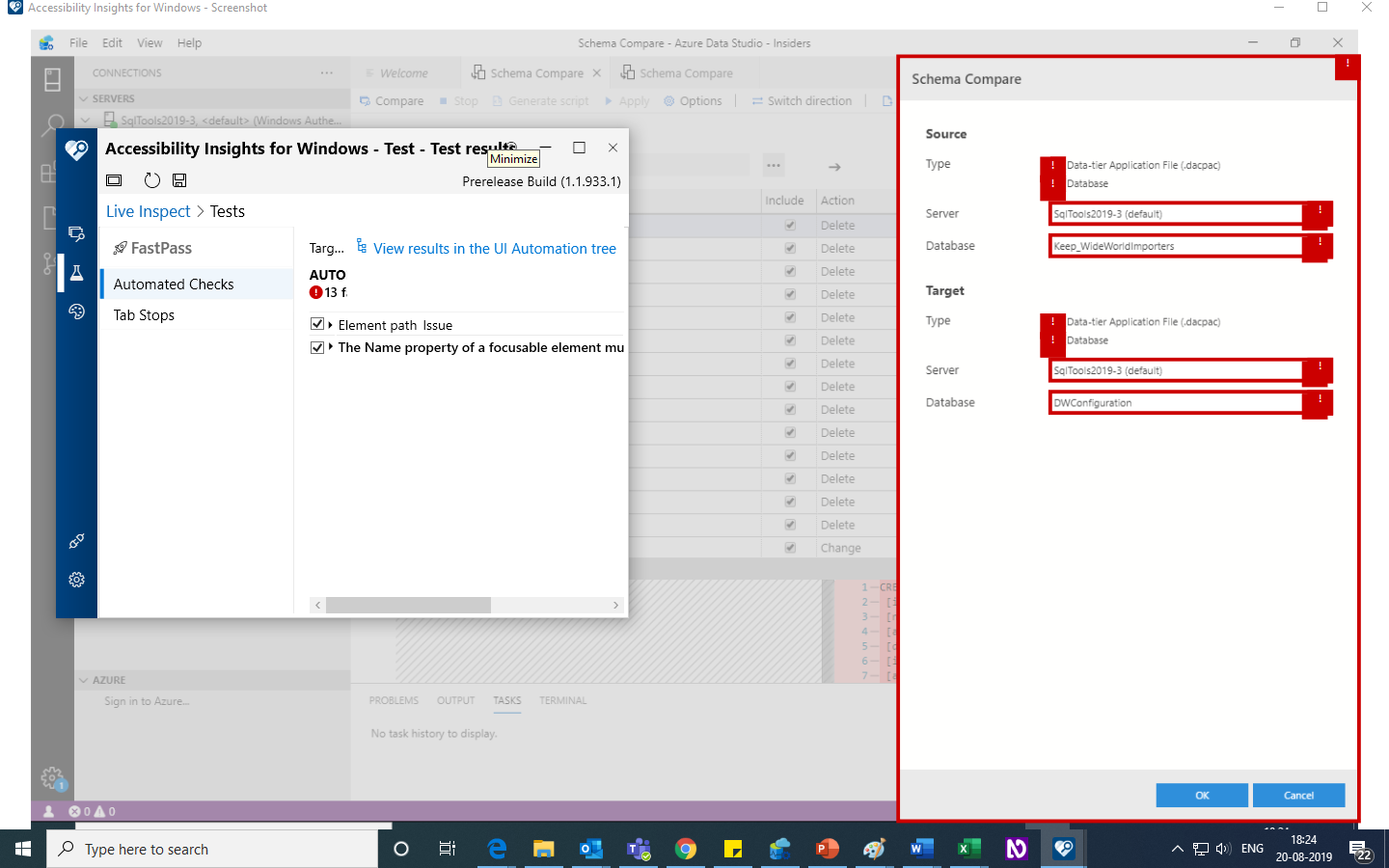 A11y_AzureDataStudio(Schema,Dacpac,Backup)_Select Source-Target_Schema Compare_AI4D: Name ...