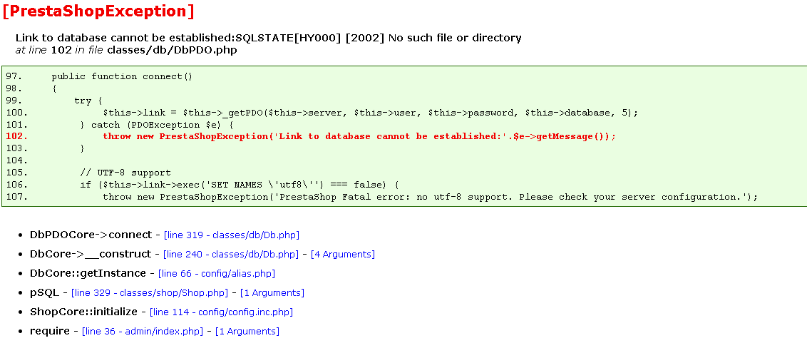 [PrestaShopException] Link to database cannot be established:SQLSTATE[42000] [1044] Access ...