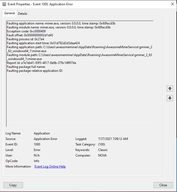 Windows 10 - miner.exe crashing every ~hr · Issue #326 · develsoftware/GMinerRelease · GitHub