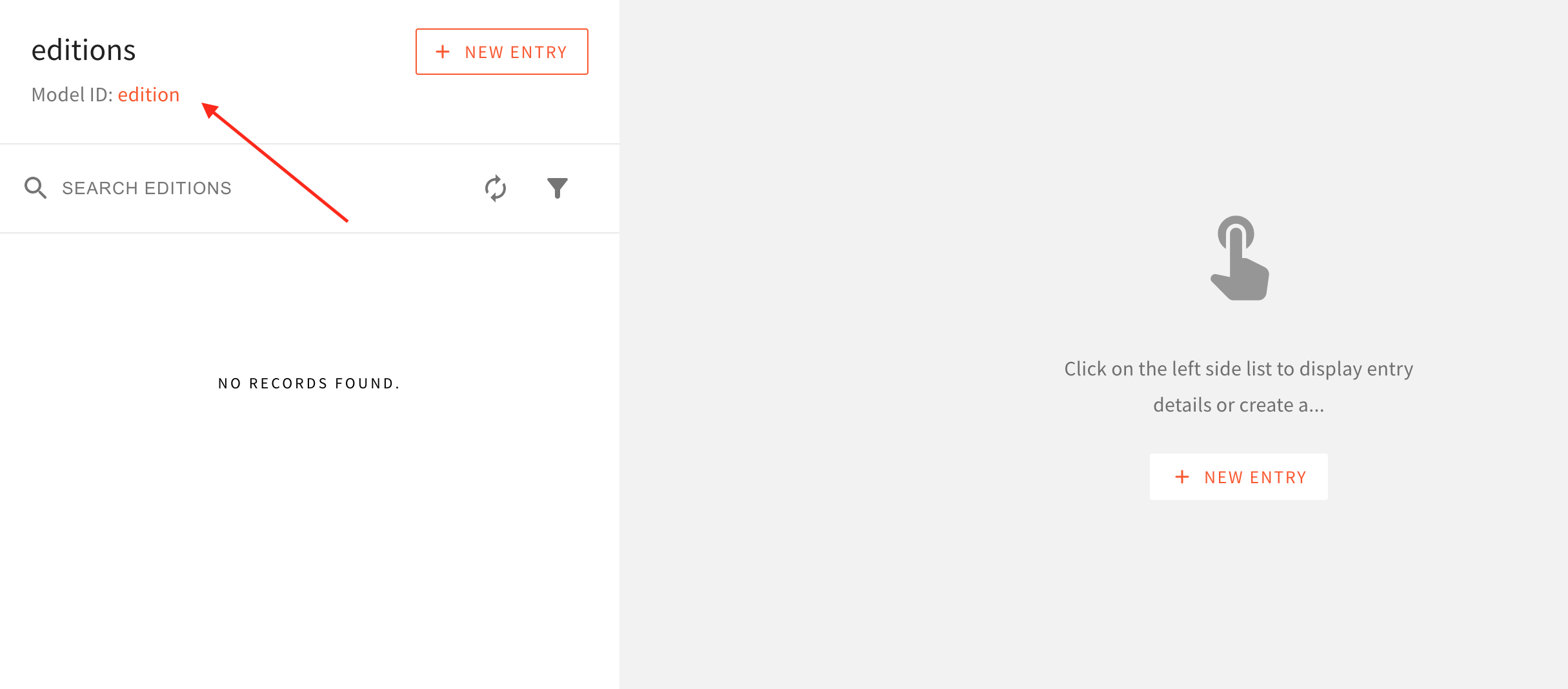 You have the impression that you can change a Content Model created in code in the admin UI ...