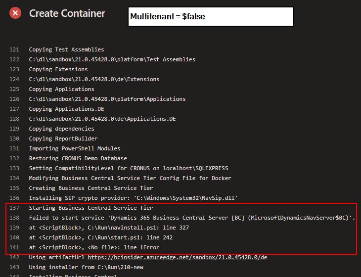 New-BCContainer fails with nextMajor artifact · Issue #2645 · microsoft/navcontainerhelper · GitHub