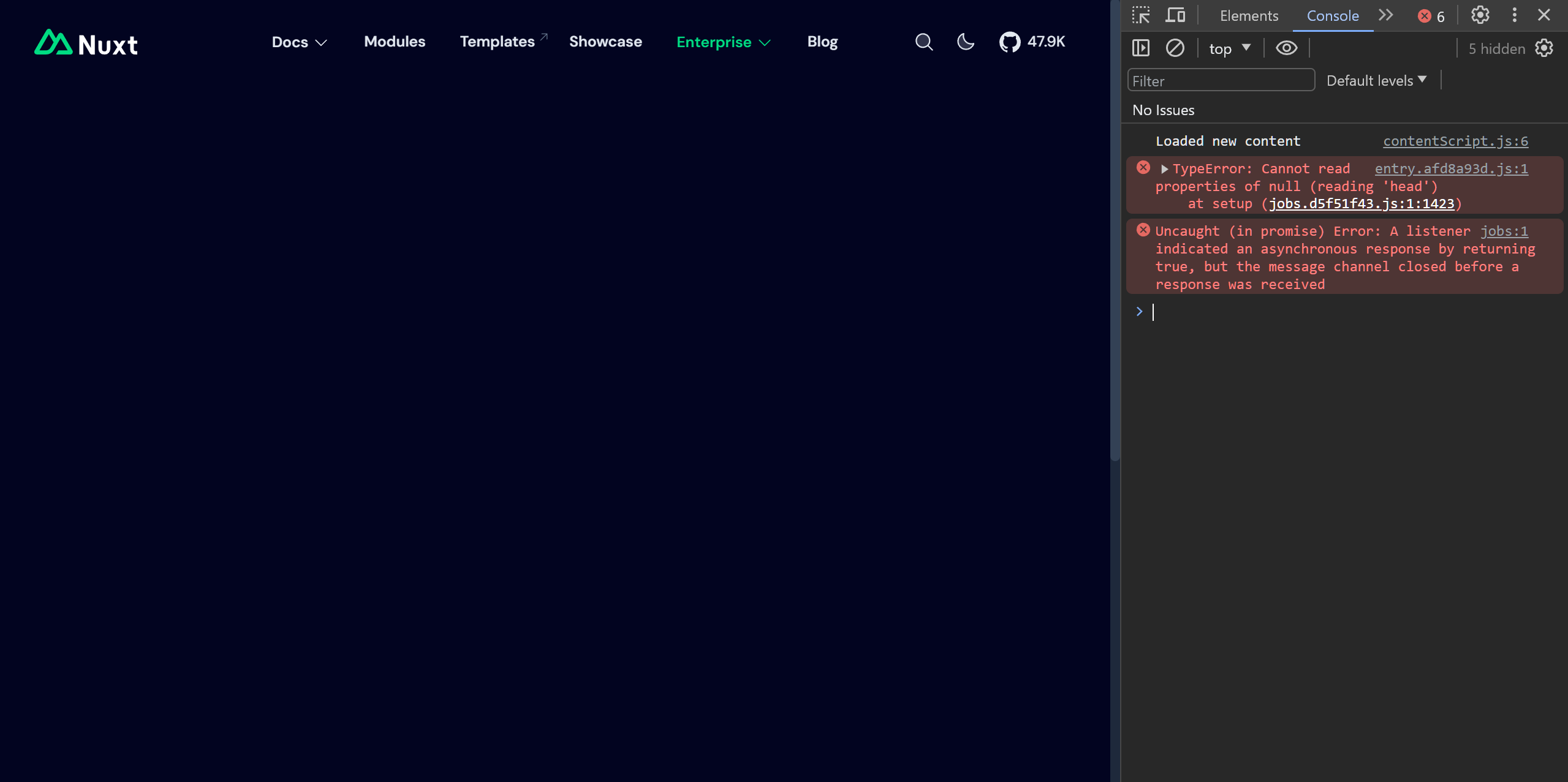 Jobs Page Not Load On Hard Refresh · Issue 1377 · Nuxt · Github