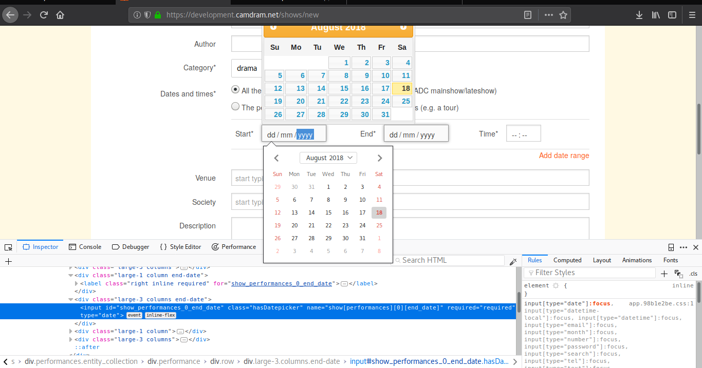 Date/time picker not supported in Safari · Issue #472 · camdram/camdram ...