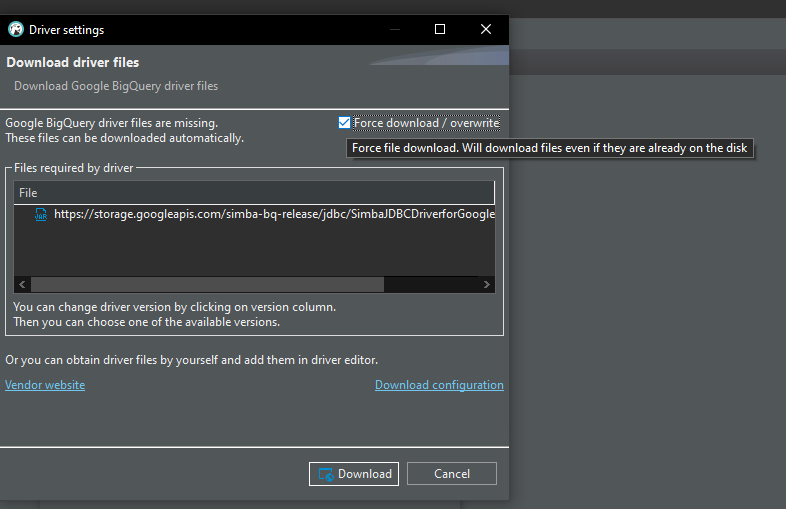 Interrupted driver download breaks further download attempts. (BigQuery ...