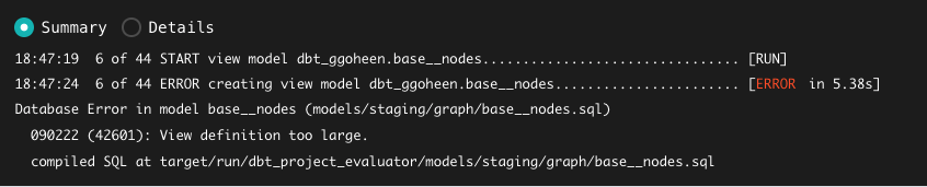 `basenodes` View Definition Is Too Large For Big Dbt Projects · Issue 106 · Dbt Labsdbt