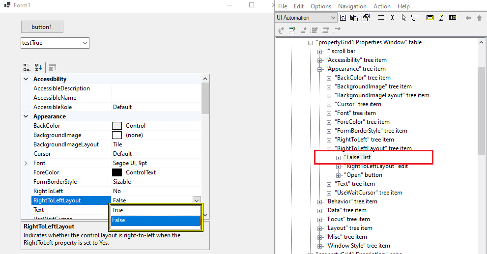 Combobox list nodes do not show expanded when Inspect focus on the ...