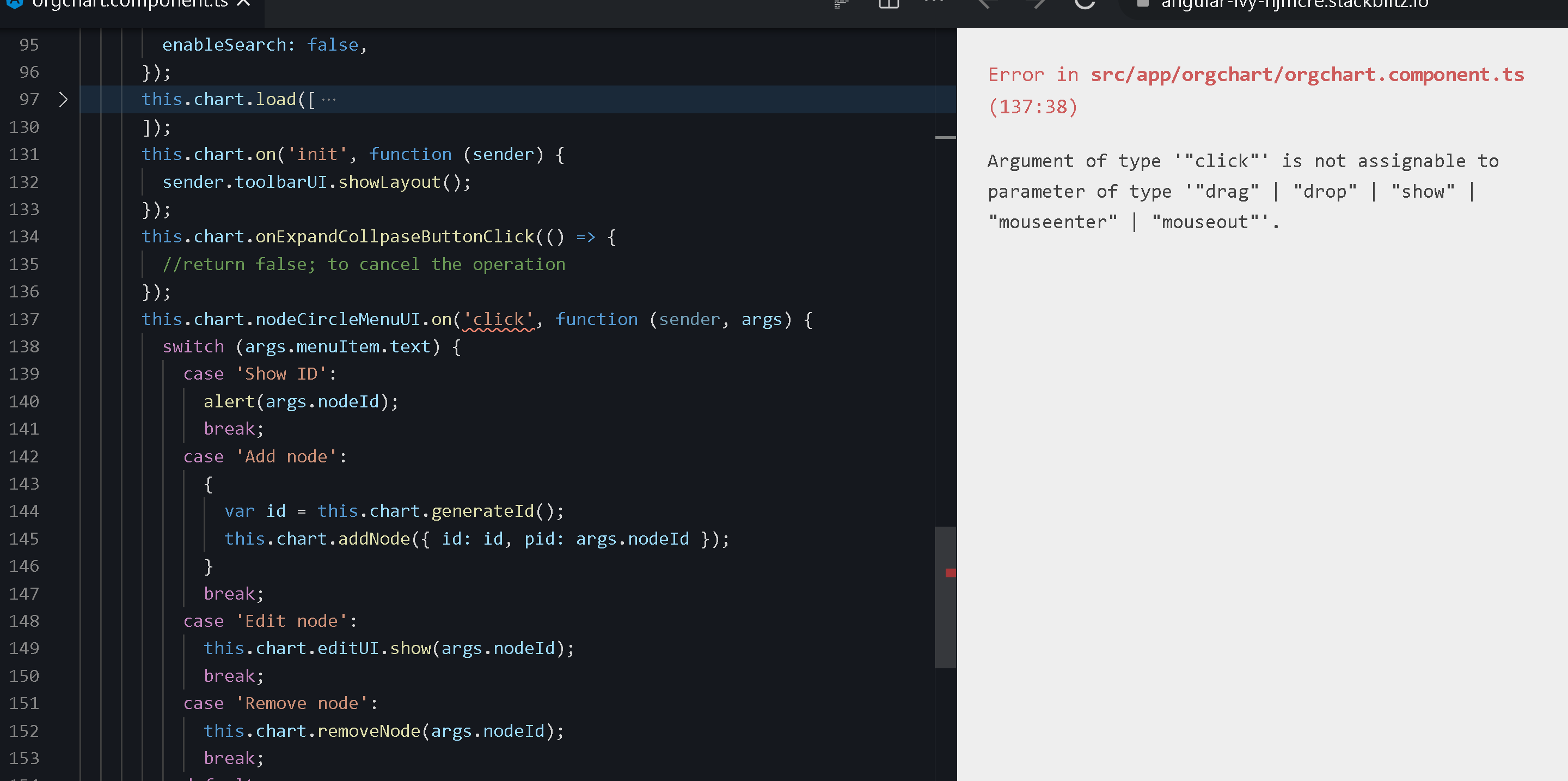 Node Menu Circle Button Incorrect Type in Typescript/Angular and menu Circle Click Bug? · Issue ...