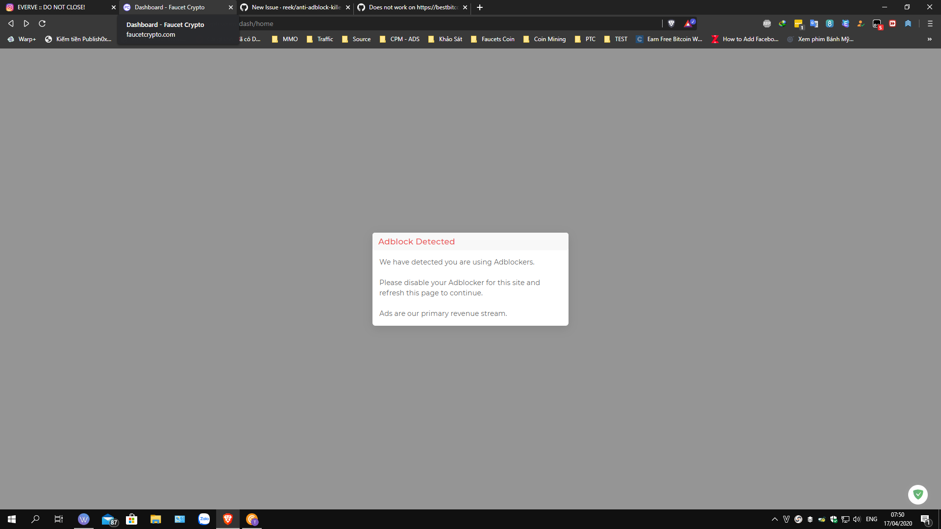 Does not work on https://www.faucetcrypto.com/ · Issue #4404 · reek/anti-adblock-killer · GitHub