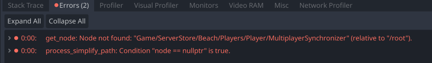 "Node not found: MultiplayerSynchronizer" when node doesn't exist on ...
