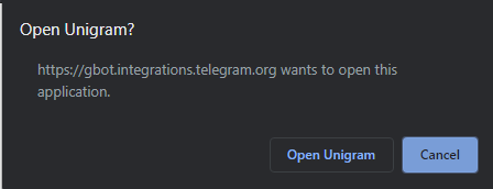 Unigram not able to handle url:Telegram Link · Issue #1718 · UnigramDev/Unigram · GitHub