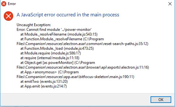 Javascript Error In The Main Process · Issue 767 · Bitfocuscompanion