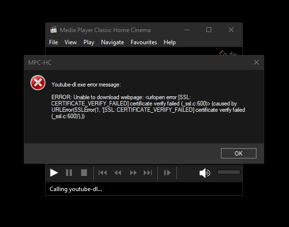 Youtube-dl.exe error: Unable to download webpage SSL Certificate failure · Issue #1347 · clsid2 ...