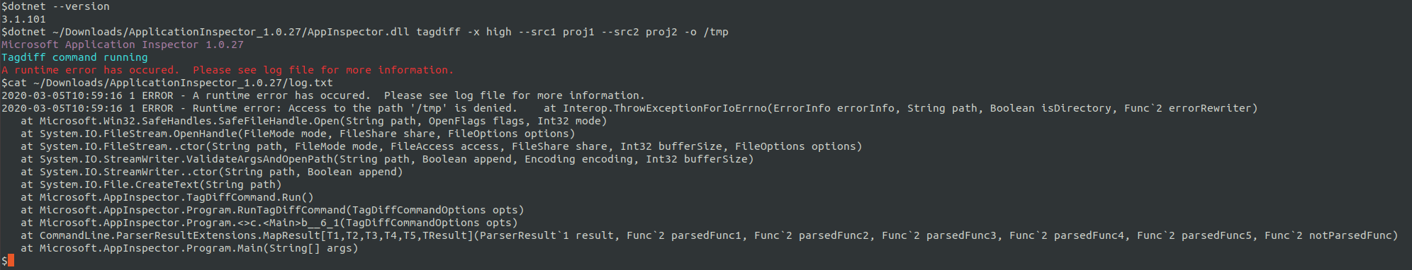 Tagdiff Fails With O On Ubuntu Appinspector 1 0 27 · Issue 155 · Microsoft