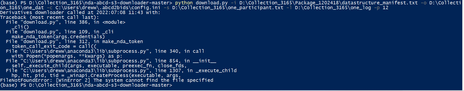 Initial config file fail · Issue #33 · DCAN-Labs/nda-abcd-s3-downloader · GitHub