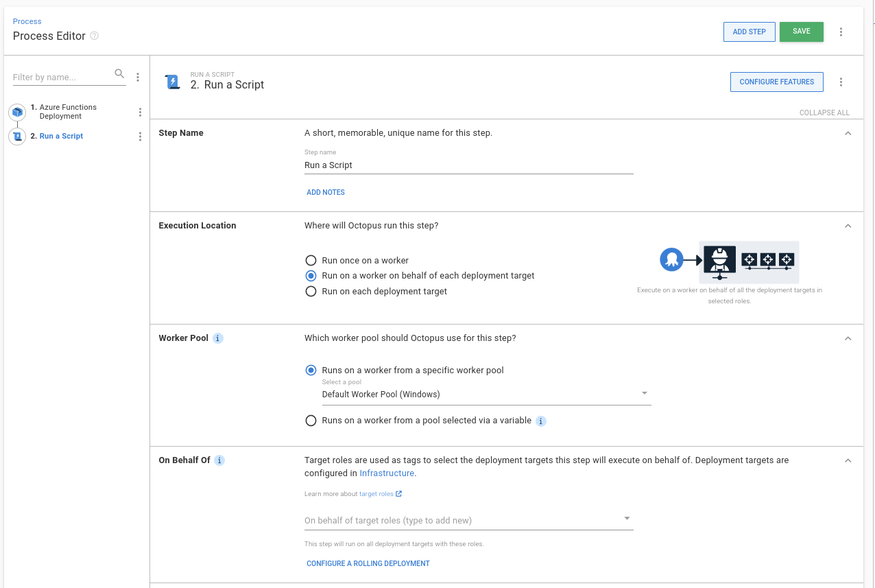 Enhancement: Validation checks on selecting "Run on a worker on behalf of each deployment target ...