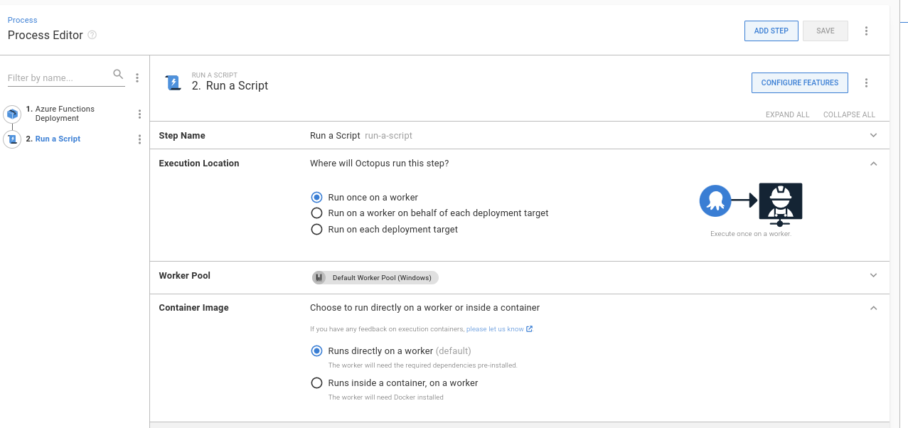 Enhancement: Validation checks on selecting "Run on a worker on behalf of each deployment target ...