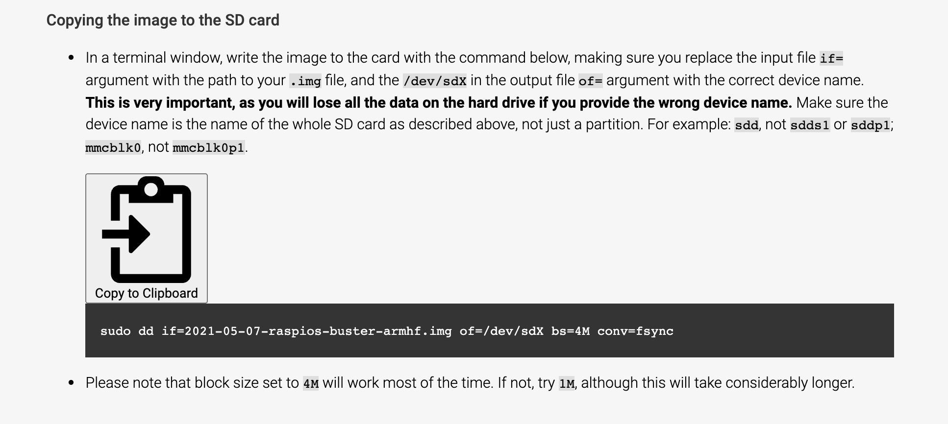 Copy to Clipboard button? · Issue #2099 · raspberrypi/documentation · GitHub