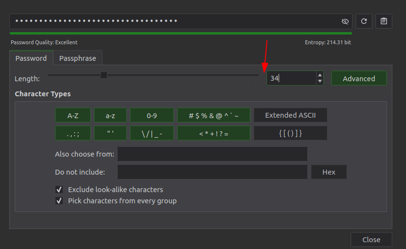 Feature Request - Add random option to password length · Issue #7326 · keepassxreboot/keepassxc ...