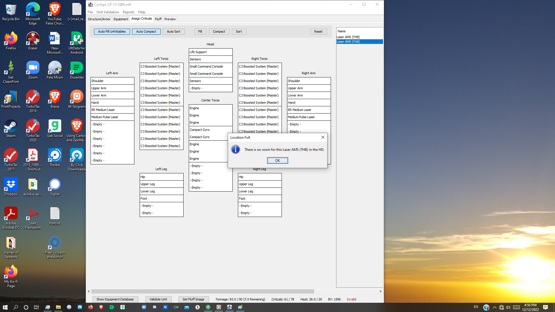 Rules deficiency; Laser AMS THB version · Issue #1204 · MegaMek/megameklab · GitHub