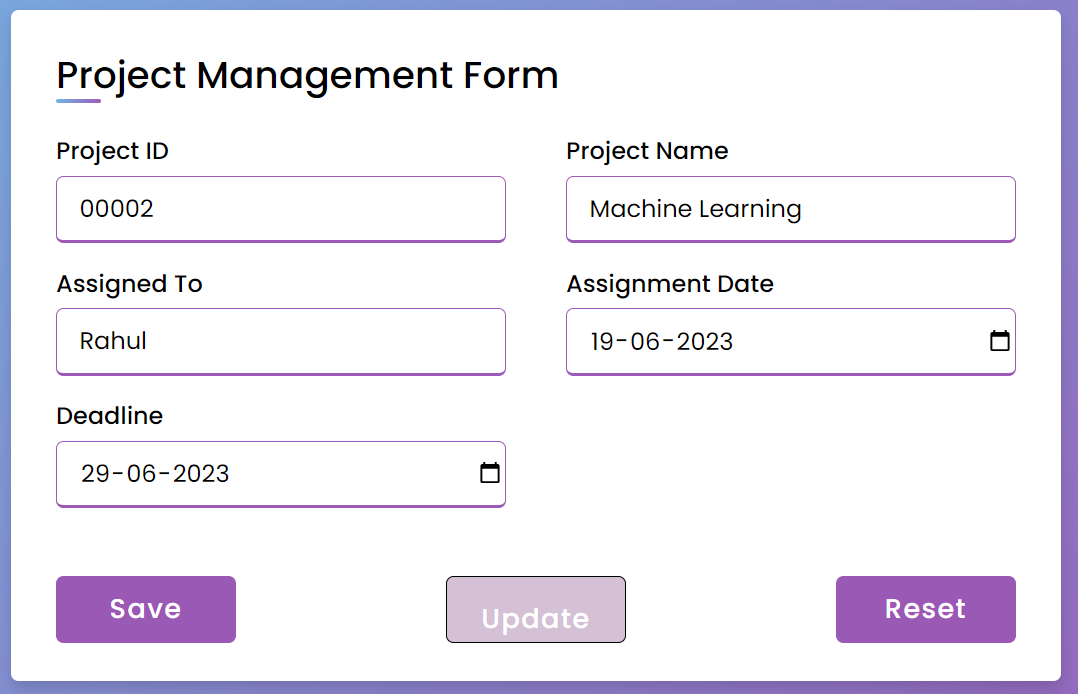 GitHub - CodeMR3000/ProjectManagement: Project Management Form that will store data in PROJECT ...