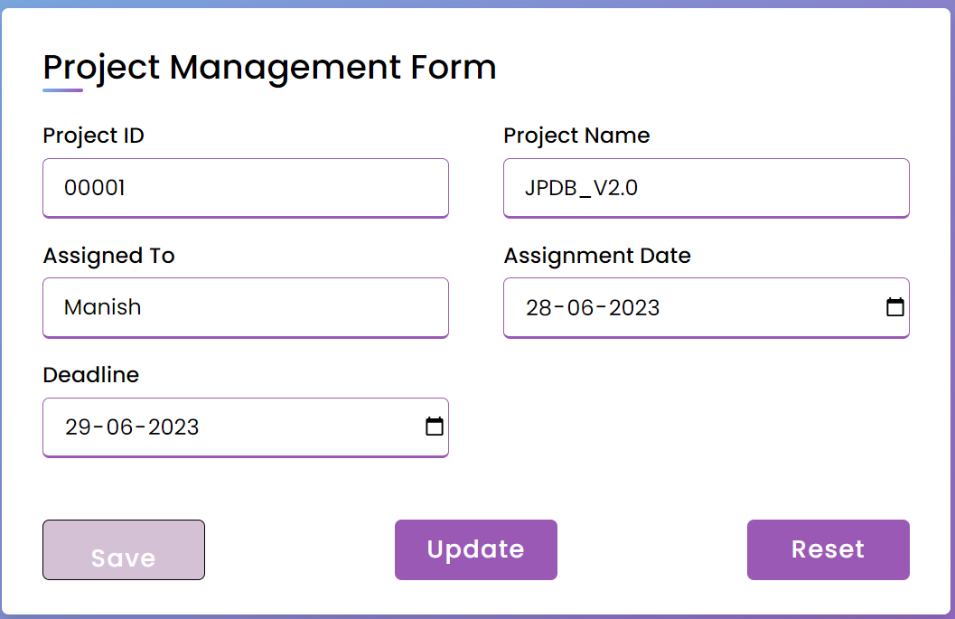 GitHub - CodeMR3000/ProjectManagement: Project Management Form that will store data in PROJECT ...