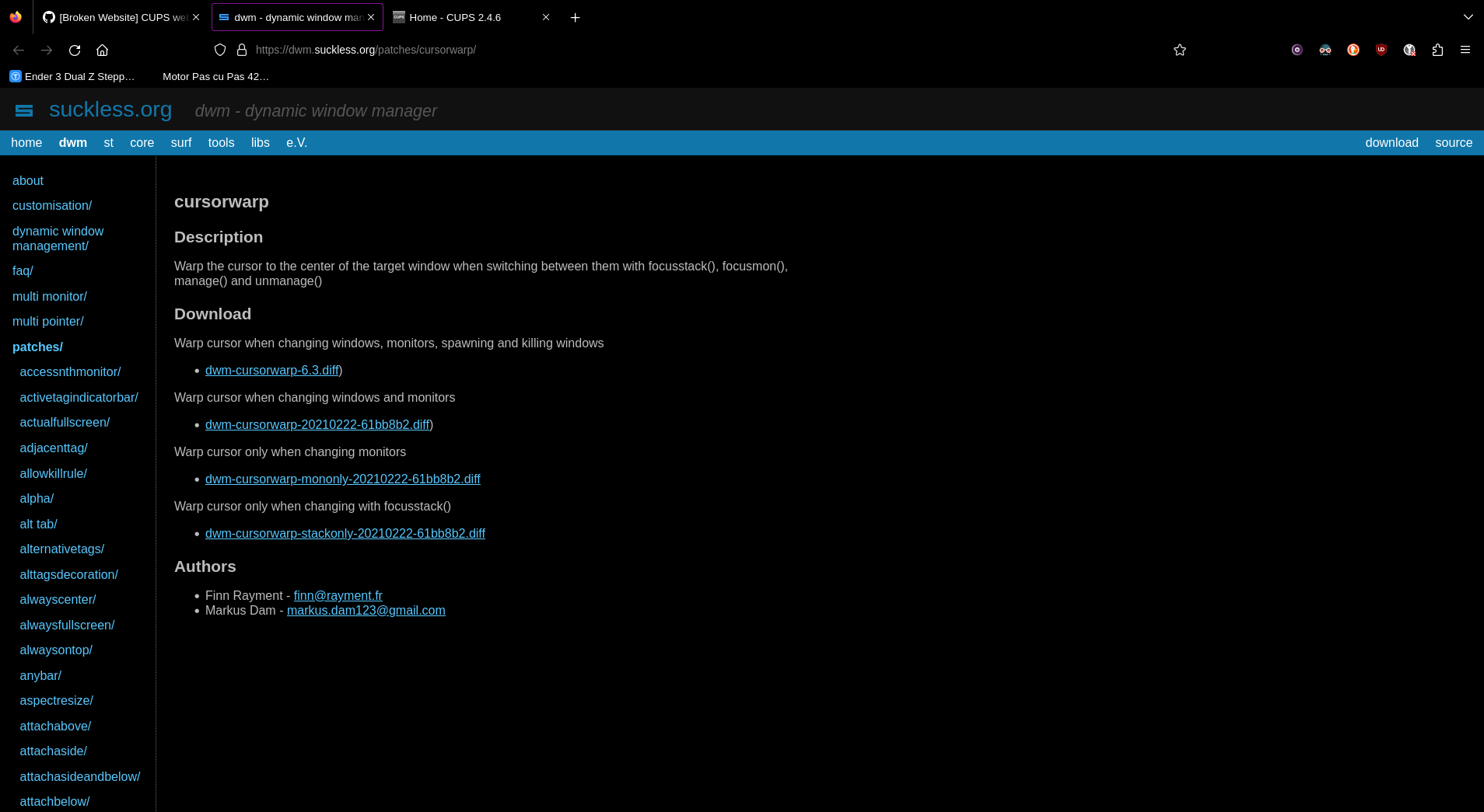 [Broken Website] CUPS web interface · Issue #8607 · darkreader/darkreader · GitHub