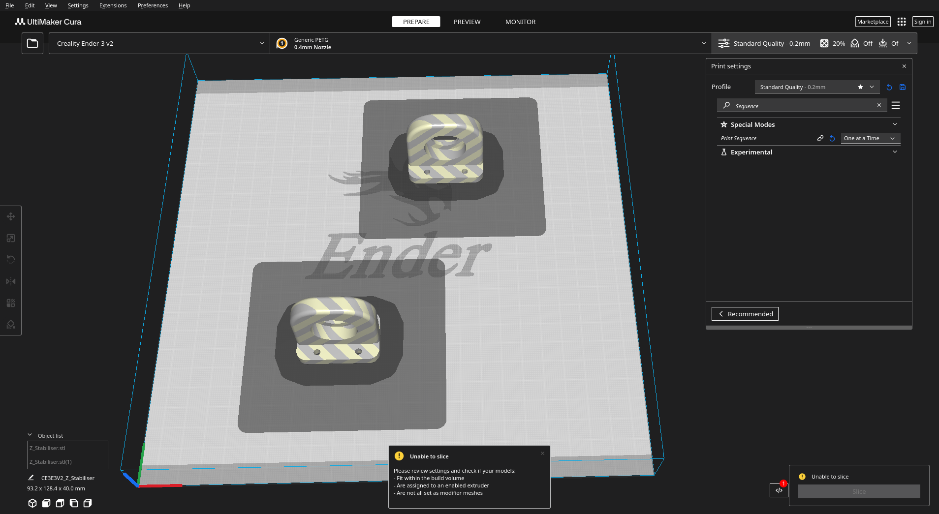Cannot get 'print in sequence - One at a time' to work · Issue #16566 · Ultimaker/Cura · GitHub