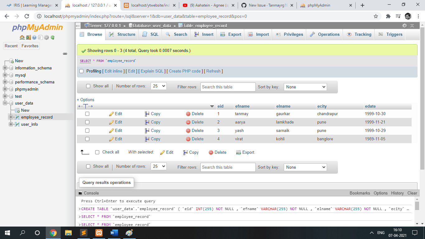 Github Tanmayrg1999employee Record Form Using Sql And Php I Have Createed A User Interface