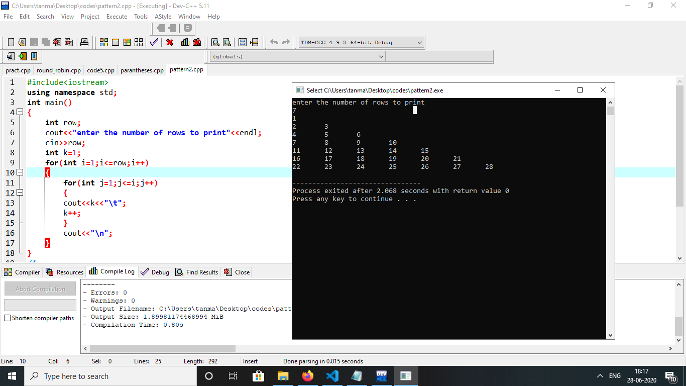 Github Tanmayrg1999simplenumber Pattern It Is A Simple Number Pattern Which Takes The