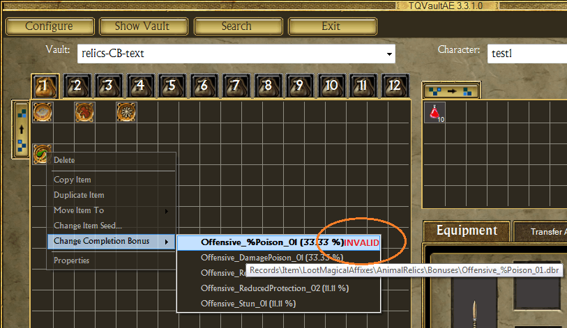 Mark invalid completion bonuses · Issue #243 · EtienneLamoureux/TQVaultAE · GitHub