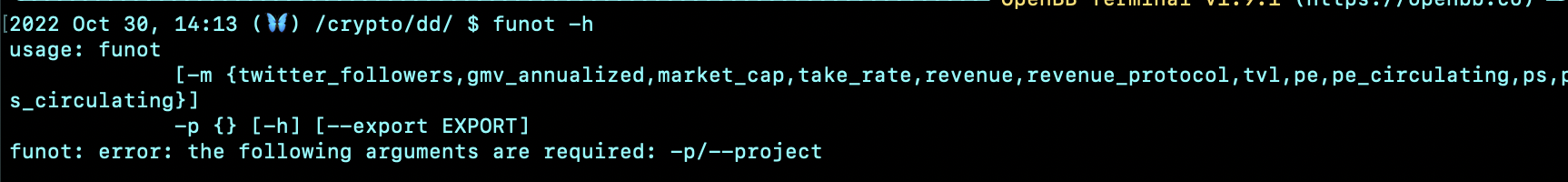 [Bug] `crypto/dd/funot` broken command · Issue #3187 · OpenBB-finance/OpenBB · GitHub