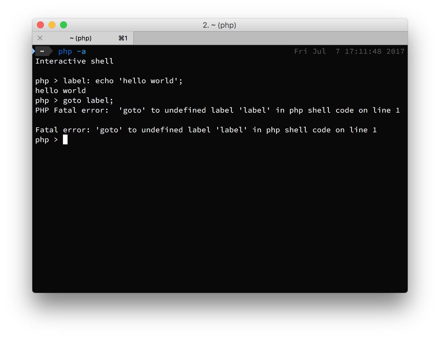 No support for goto · Issue #394 · bobthecow/psysh · GitHub