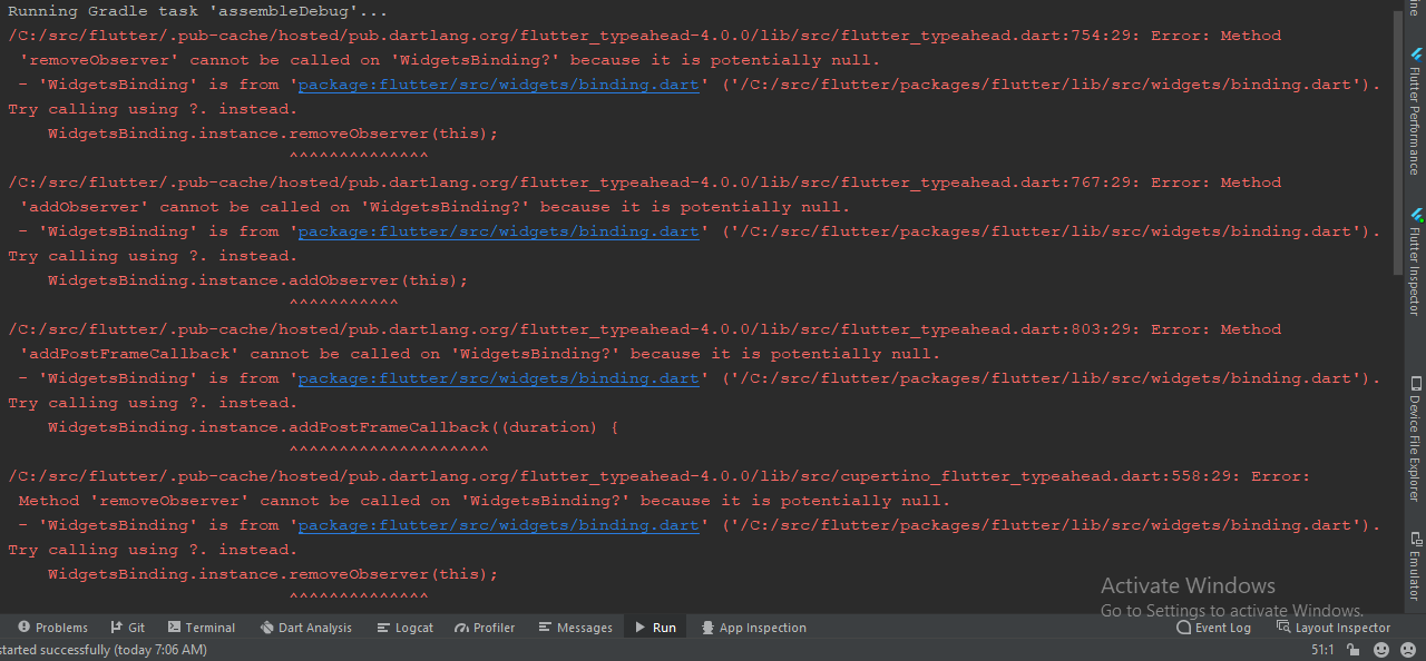 Error: Method 'removeObserver' cannot be called on 'WidgetsBinding?' because it is potentially ...