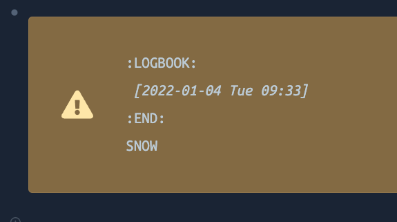 LOGBOOK is generated in WARNING Admonition · Issue #3746 · logseq/logseq · GitHub
