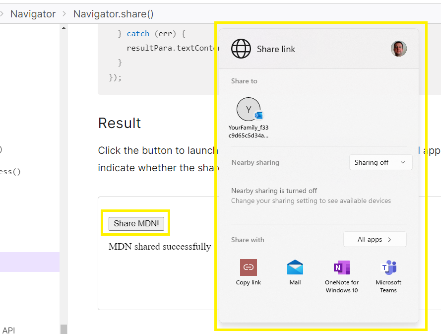 Share MDN Example Not Working - TypeError: navigator.share is not a function · Issue #23403 ...