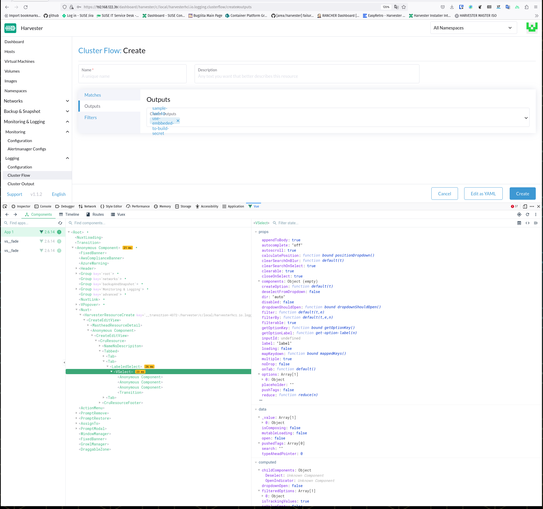 [BUG] Cluster Flow Ouptut Selection UI Tag Gets Overfilled · Issue #3527 · harvester/harvester ...